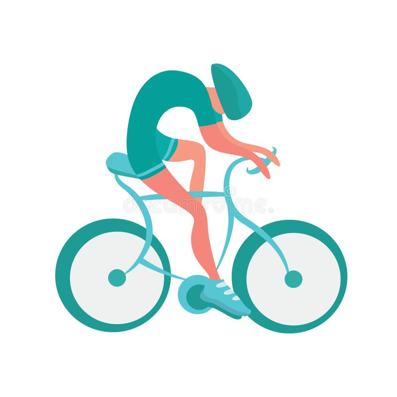 Cyclist Icon. Bicycling Vector Illustration, Isolated on White. Stock ...