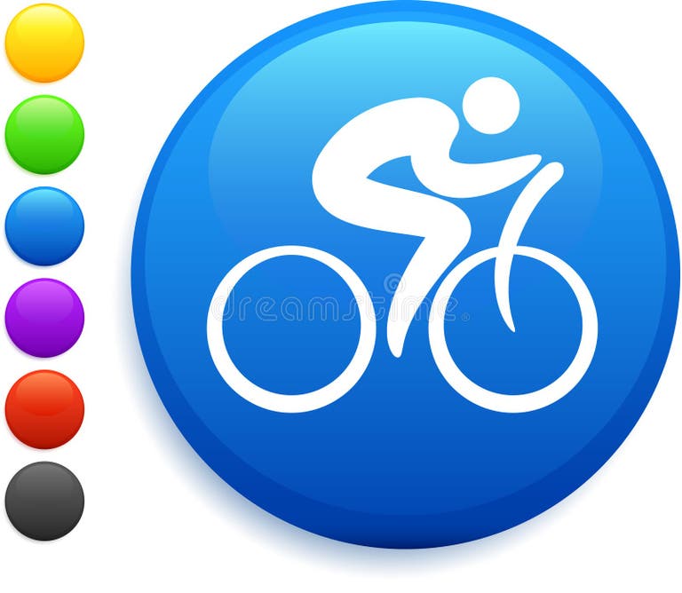Cyclist Icon on Round Internet Button Stock Illustration - Illustration ...