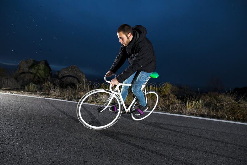 Cyclist Man Riding Fixed Gear Sport Bike Stock Image - Image of hipster ...