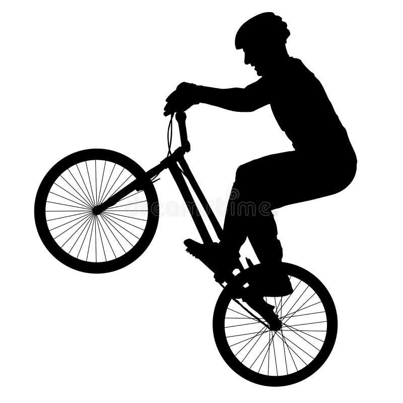 Cyclist Performs a Trick, Rider Trial Silhouette, Bike Vector. Stock ...