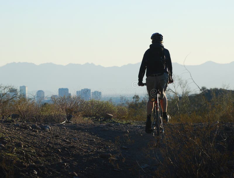 Cyclist in a Phoenix Area Park, Arizona Stock Image - Image of phoenix ...