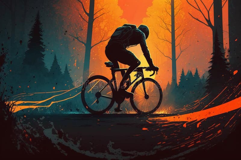 A Cyclist Rides a Bicycle. AI Generated Stock Illustration ...