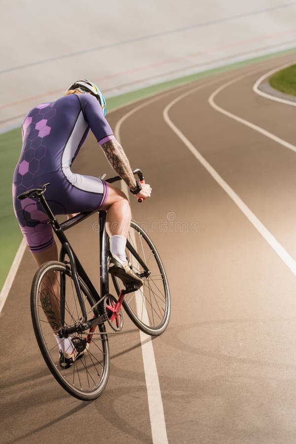 Cyclist Riding Bicycle on Cycle Race Track Stock Photo - Image of ...