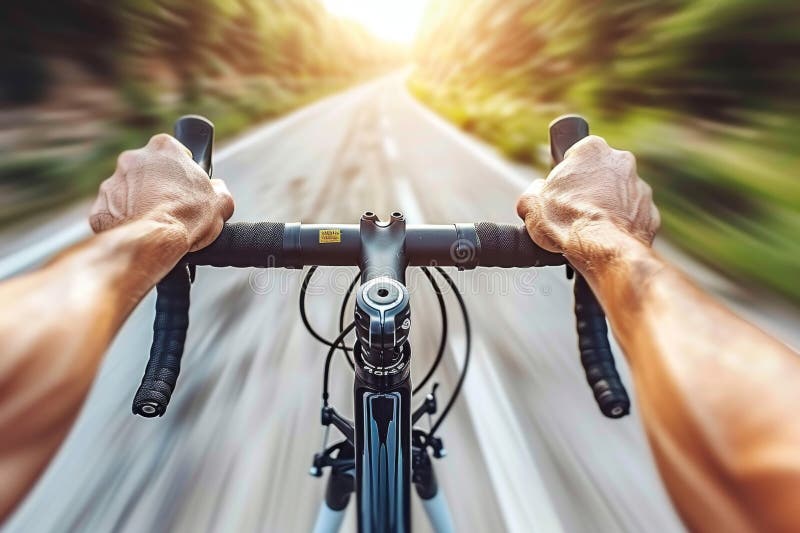 Cyclist S Hands on Handlebars in Sharp Turn Displaying Control in ...