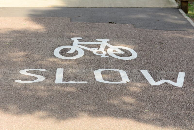 Cyclists slow sign stock image. Image of slow, pathway - 42417319