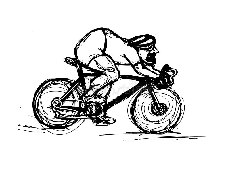 Cyclist sketch stock illustration. Illustration of doodle - 118859392