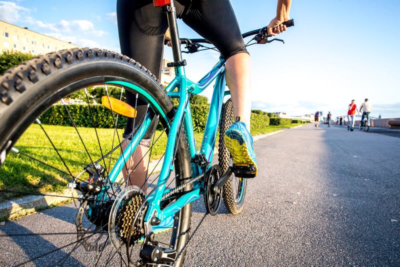 Cyclist Stopped To Rest while Riding Around the City Stock Image ...