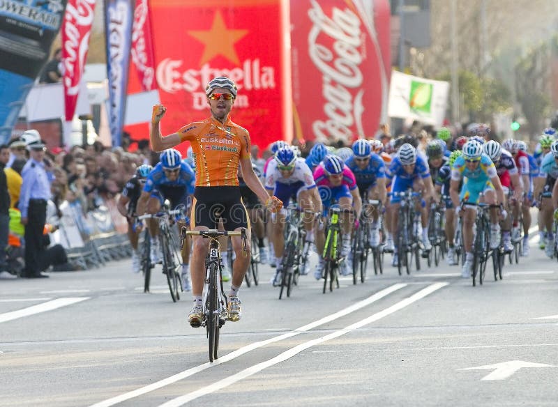 Cyclist victory editorial stock photo. Image of group - 25547313