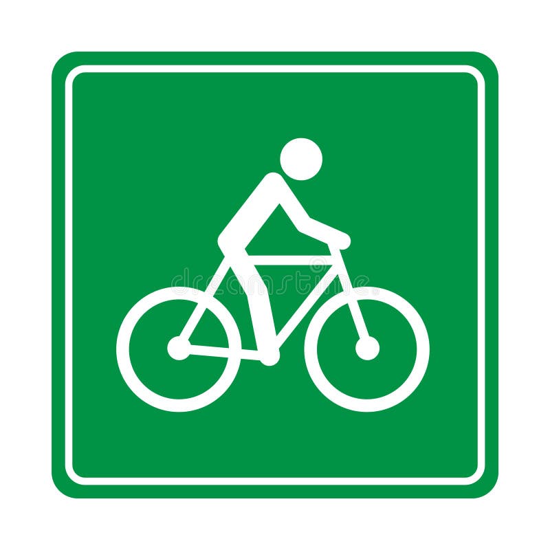 Green Cyclist Sign, Man Ride a Bicycle Icon Flat Design, Vector ...