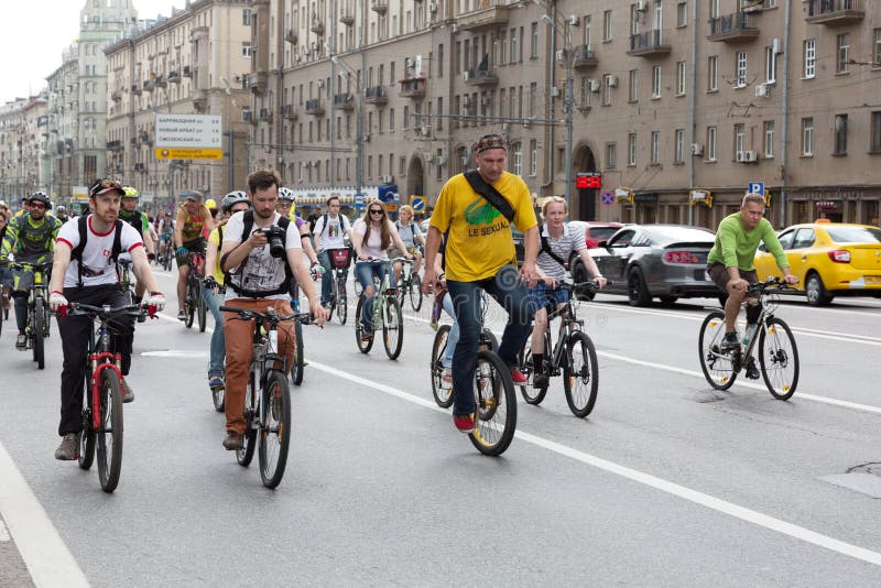 Cyclists on the Moscow Cycle Parade. Editorial Stock Image - Image of ...