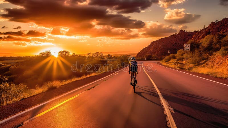 Cyclists Practice Cycling on Open Road Stock Illustration ...