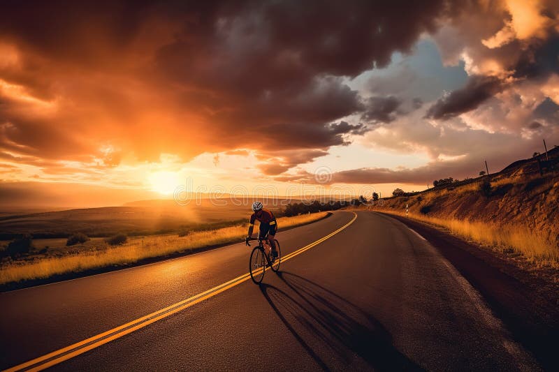 Cyclists Practice Cycling on Open Road Stock Illustration ...