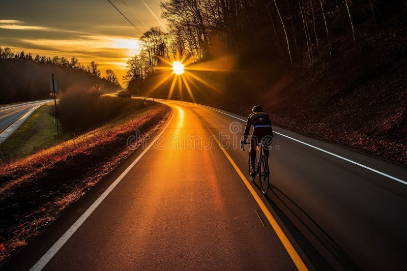 Cyclists Practice Cycling on Open Road Stock Illustration ...