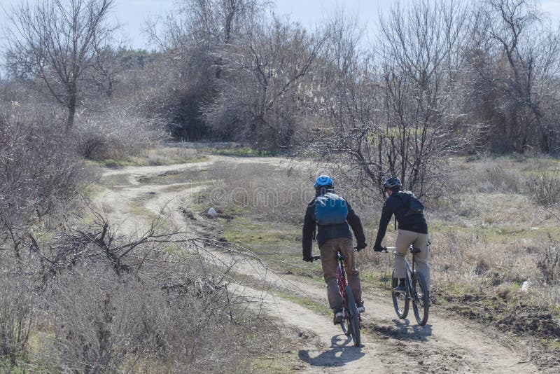 Cyclists is Riding a Bikes on an Open Road in the Spring Editorial ...