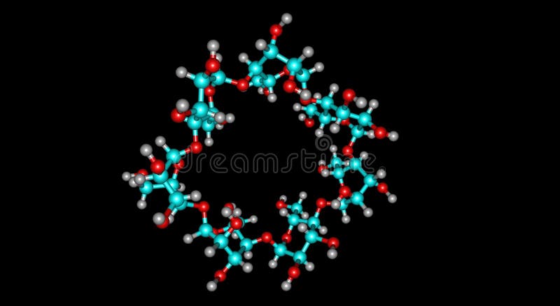 Cyclodextrin Molecular Structure Isolated on Black Stock Illustration ...