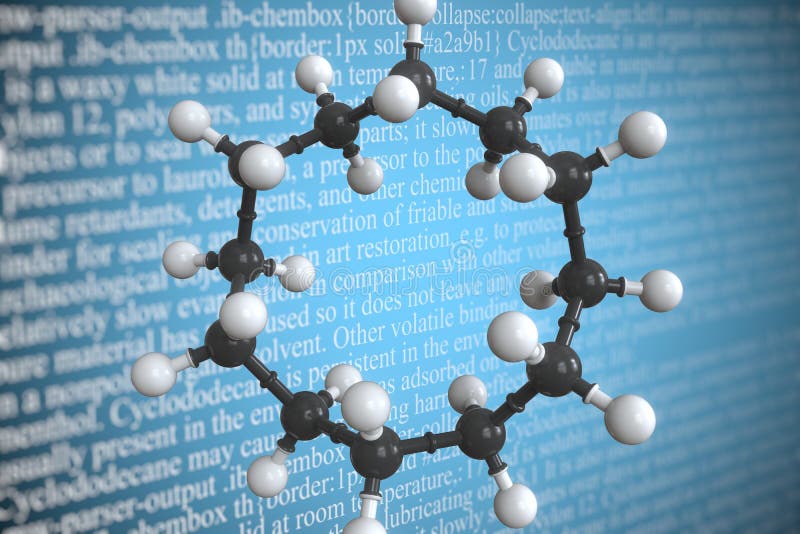 Cyclododecane Scientific Molecular Model, 3D Rendering Stock ...