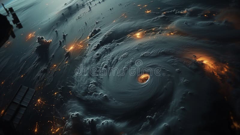 Cyclone Formation Tornado Satellite View Stock Illustration ...