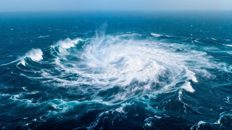 Cyclone Forming Over Open Ocean with Swirling Clouds Stock Illustration ...