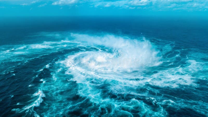 Cyclone Forming Over Open Ocean with Swirling Clouds Stock Illustration ...
