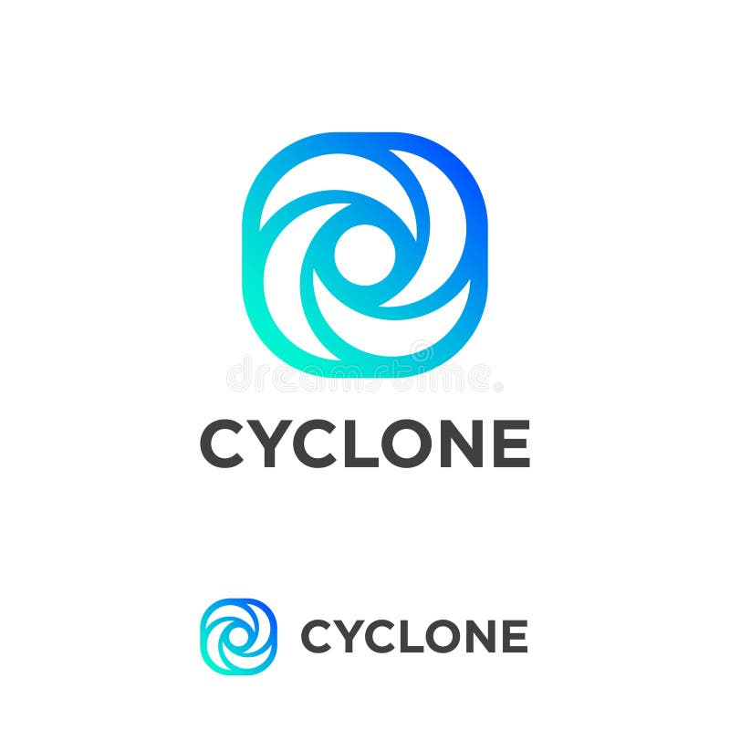 Cyclone Logo. Simple Icon with Blue Gradient. Dynamic Elements As ...