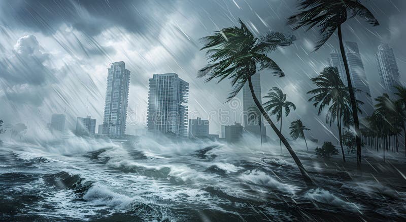 A Cyclone with Powerful Winds and Rain, Bringing Devastation To a ...