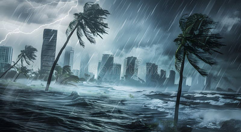 A Cyclone with Powerful Winds and Rain, Bringing Devastation To a ...