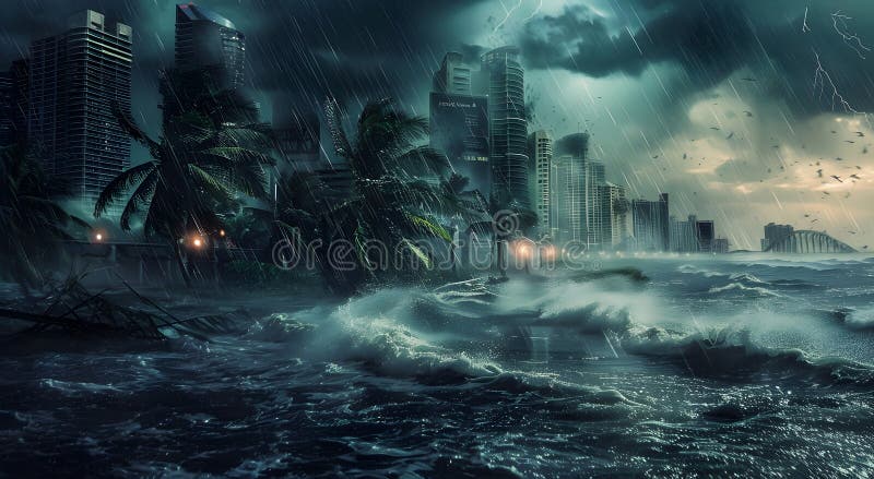 A Cyclone with Powerful Winds and Rain, Bringing Devastation To a ...