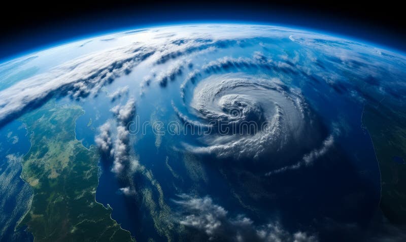 Cyclone from Space View. Meteorology Atmosphere Space Typhoon Stock ...