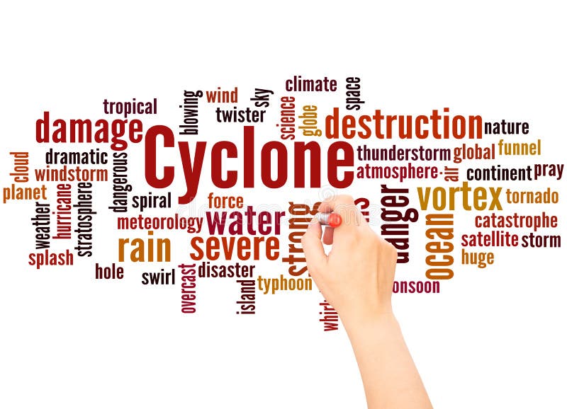 Monsoon Tornado Typhoon Hurricane Cyclone Word Cloud Hand Sphere Stock ...