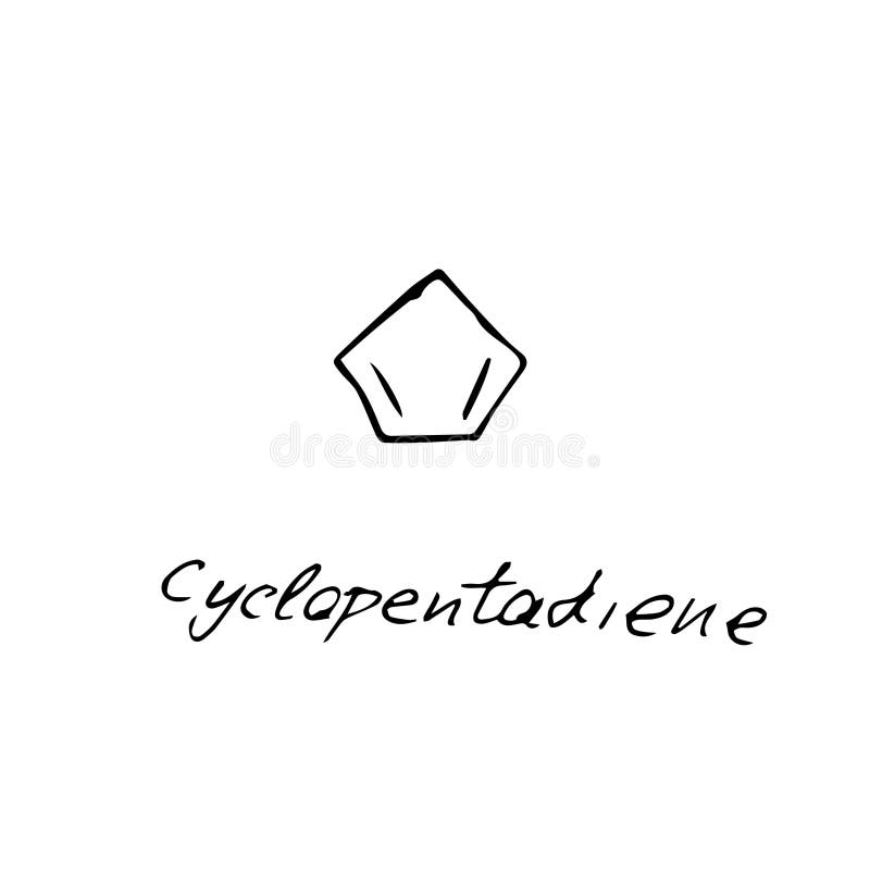 Cyclopentadiene Molecule Formula. Hand Drawn Imitation of ...