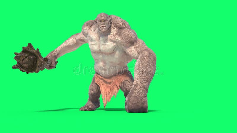 Cyclops Monster Green Screen Attacks Front Loop 3D Rendering Animation ...