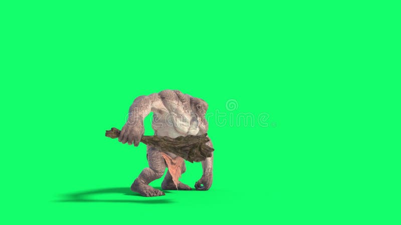 Cyclops Monster Green Screen Attacks Side Loop 3D Rendering Animation ...