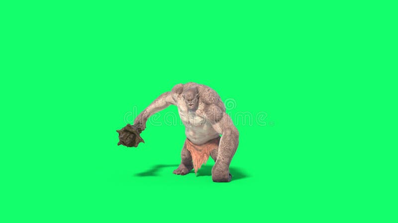 Cyclops Monster Green Screen Runs and Attacks 3D Rendering Animation ...