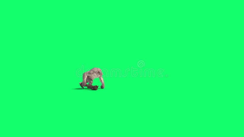 Cyclops Monster Green Screen Runs and Attacks Side 3D Rendering ...