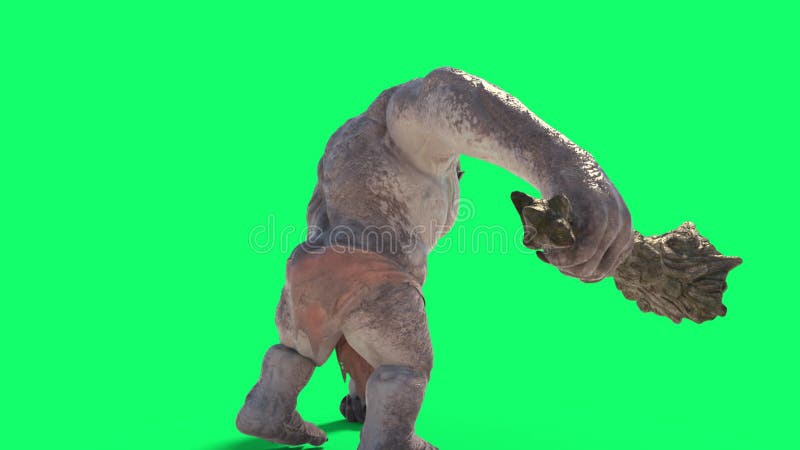 Cyclops Monster Green Screen Walks Back 3D Rendering Animation Stock ...