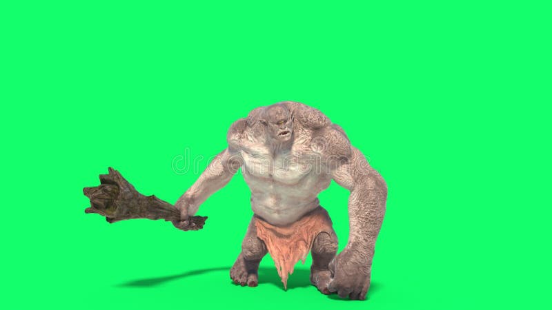 Cyclops Monster Green Screen Walks Front 3D Rendering Animation Stock ...