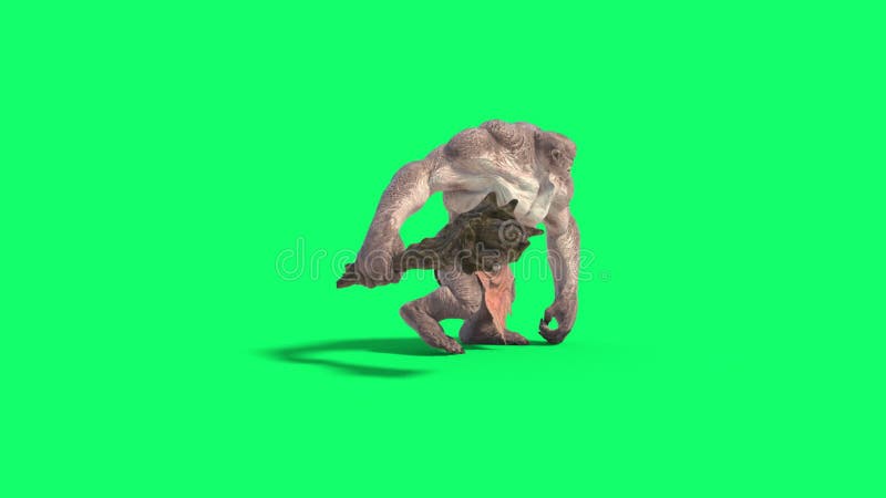 Cyclops Monster Green Screen Walks Side 3D Rendering Animation Stock ...
