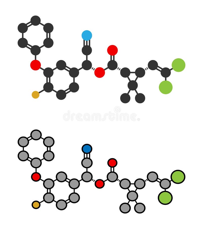 Cyfluthrin Insecticide Molecule. 3D Rendering. Atoms are Represented As ...