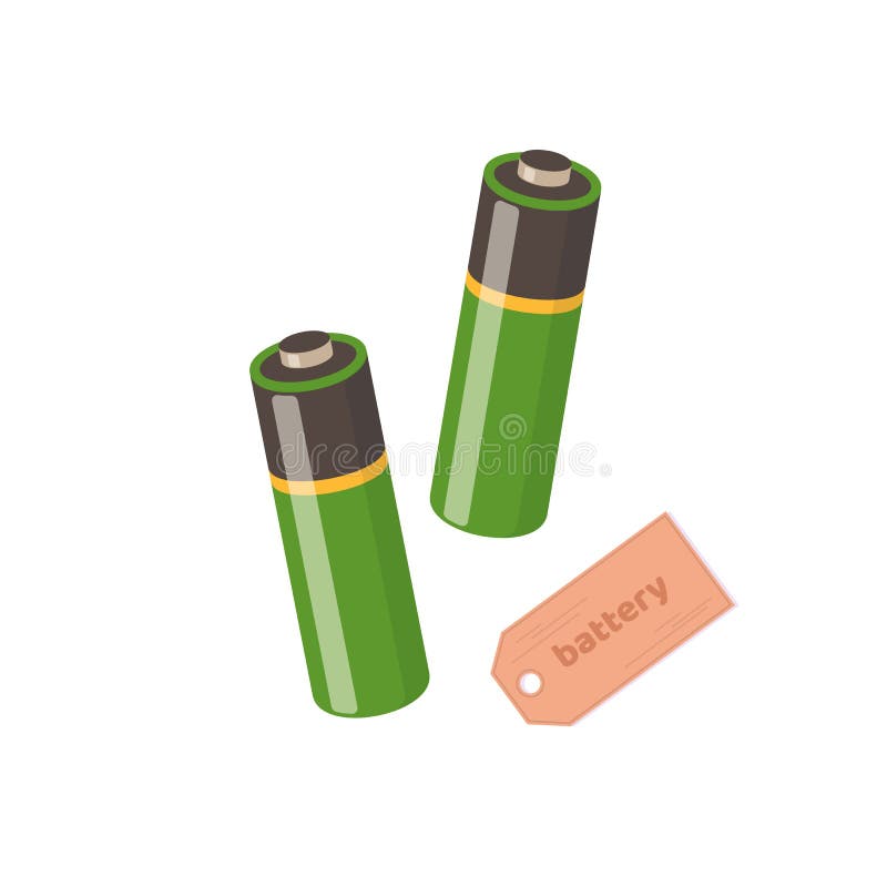 Cylinder AA Batteries. Vector Cartoon Flat Illustration Isolated on ...