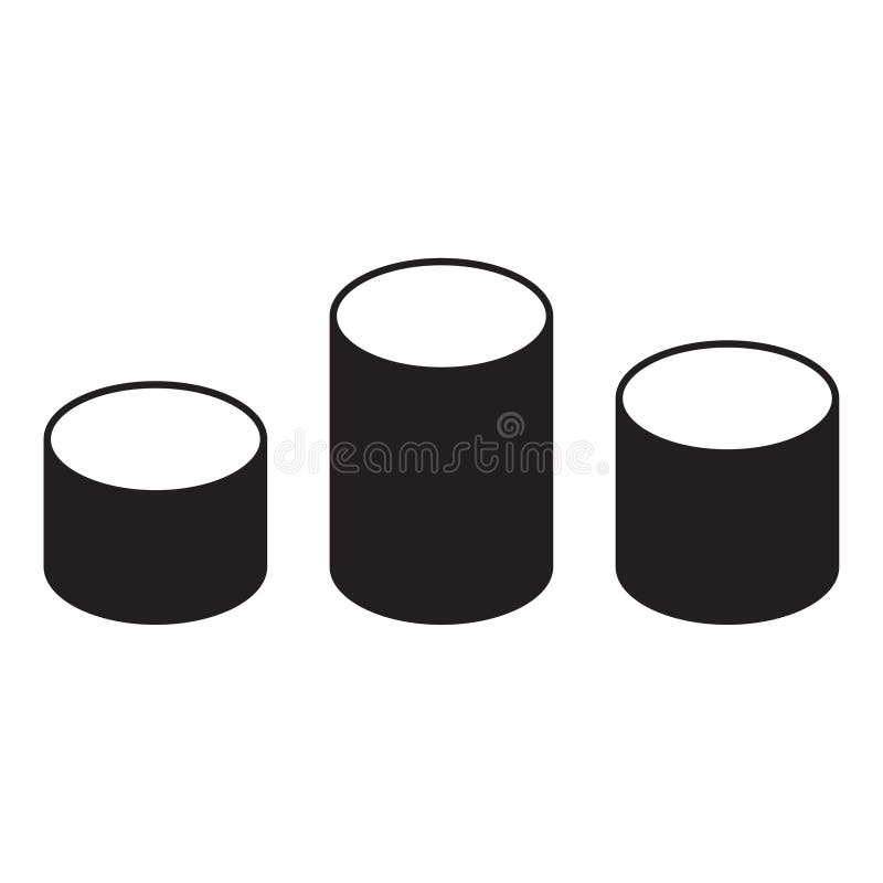 Cylinder Bar Chart. Three Rounded Columns. Minimal Data Vector. Solid ...