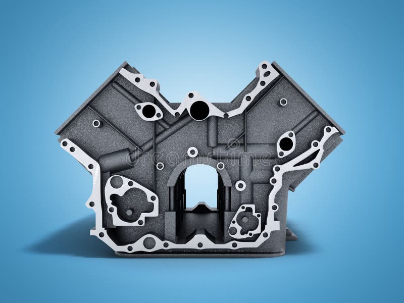 Cylinder Block from Car with V6 Engine 3d Render on a Grey Background ...
