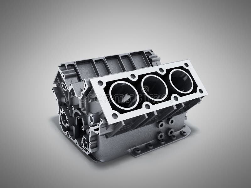 Modern Gray Automotive V Engine with Turbine with Blue Inserts 3d ...