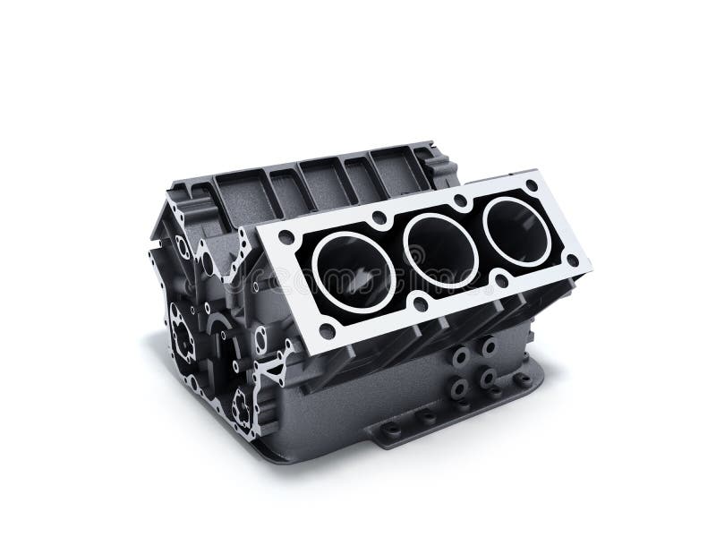 Cylinder Block from Car with V6 Engine 3d Render on a White Back Stock ...
