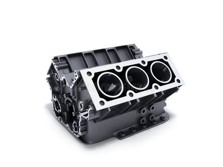 Cylinder Block from Car with V6 Engine 3d Render on a White Back Stock ...