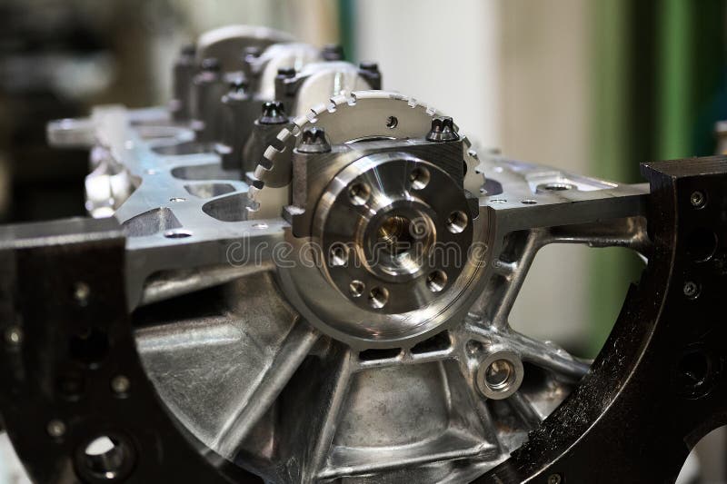 Cylinder Block Complete with Crankshaft. Assembly Line of Internal ...