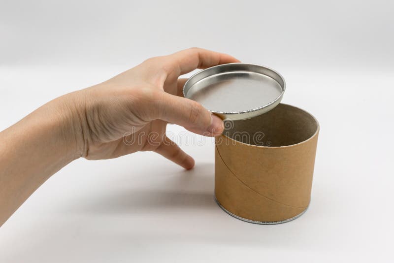 Cylinder Container with Metal or Tin Lid Isolated on White Stock Photo ...