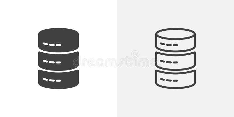 Cylinder Database Line Icon Isolated on White Background Stock Vector ...