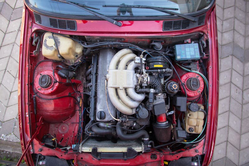 Car Engine Closeup Inside View Stock Photo - Image of horizontal, metal ...