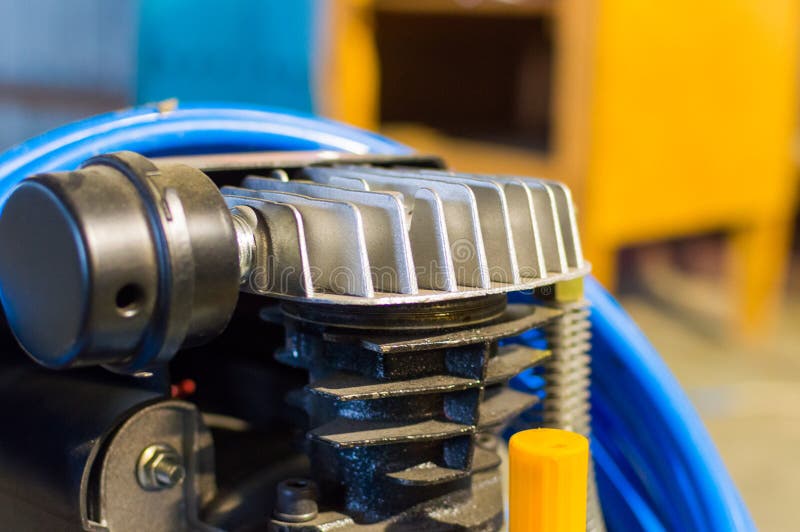 Cylinder and Head of Air Compressor with Air Cooling Fins Stock Image ...