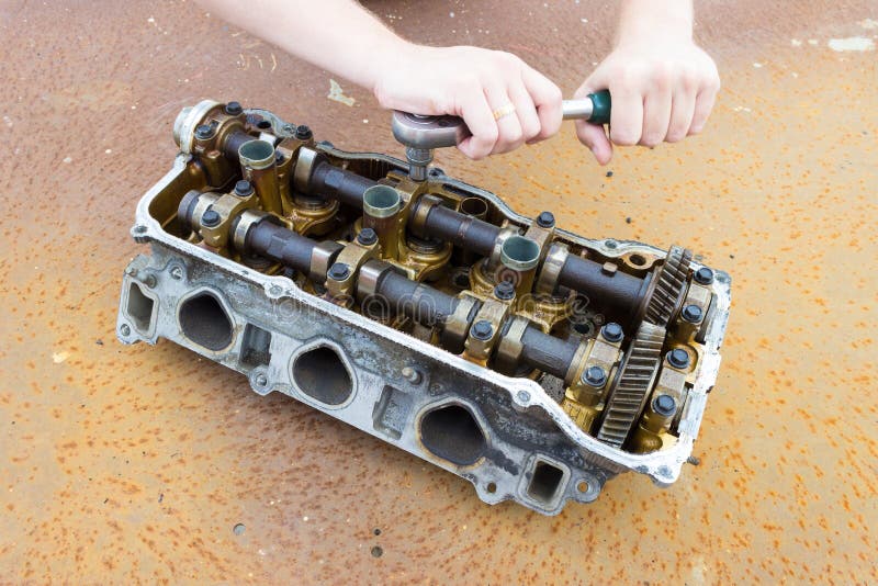 Cylinder head on rusty stock photo. Image of metal, automobile - 92550018